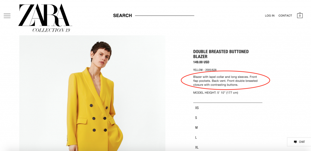 Review of Zara's Product Page Design - Pros and Cons
